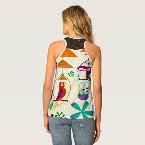 Tiki Birds Tropical Modern Vintage Retro Colorful Tank Top | Zazzle
