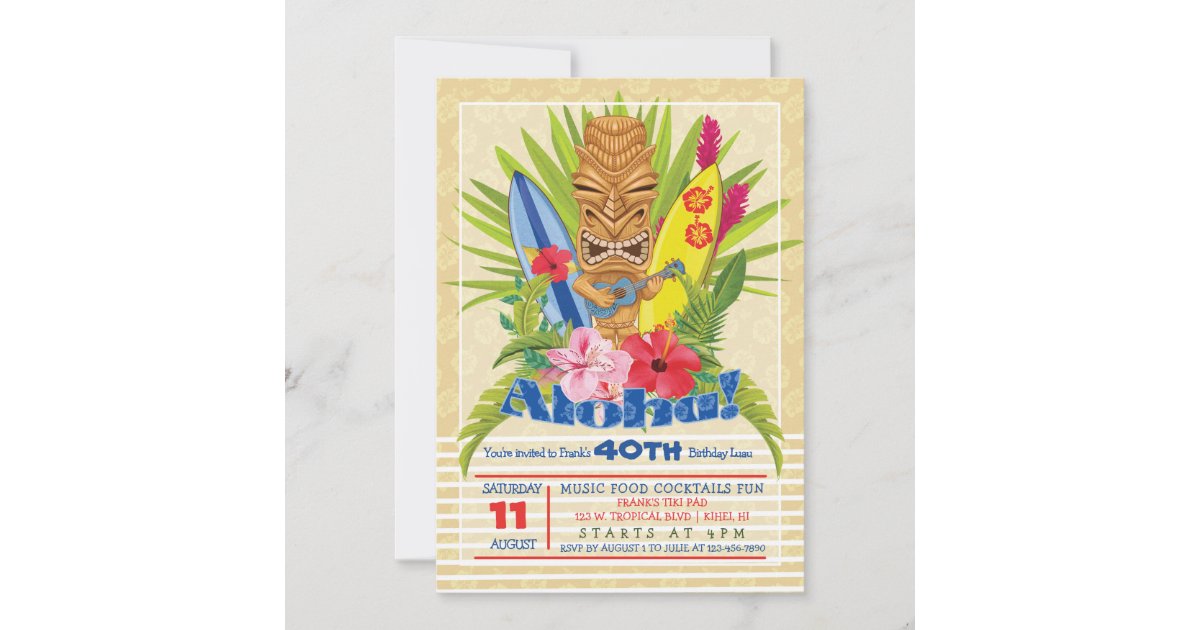 Tiki Birthday Party Invitation | Zazzle