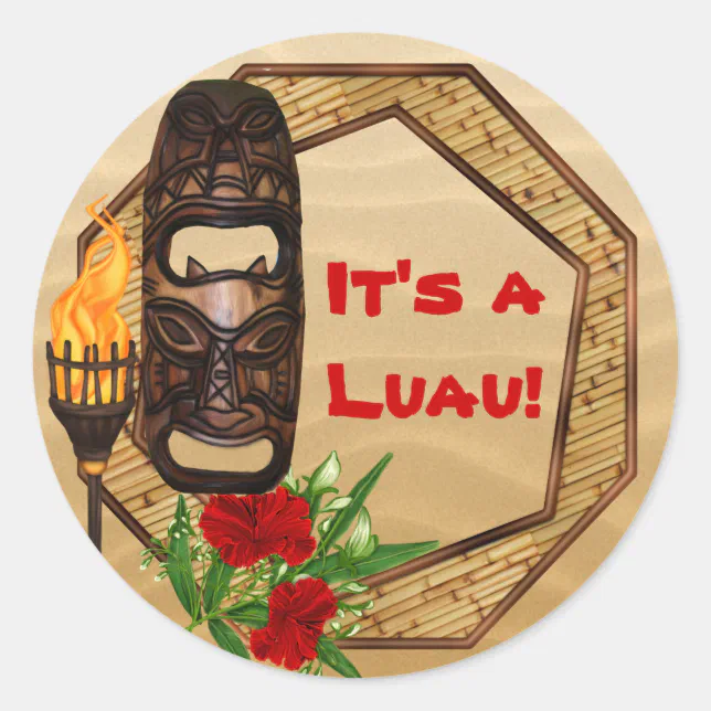 Tiki Hawaiian Luau Stickers | Zazzle