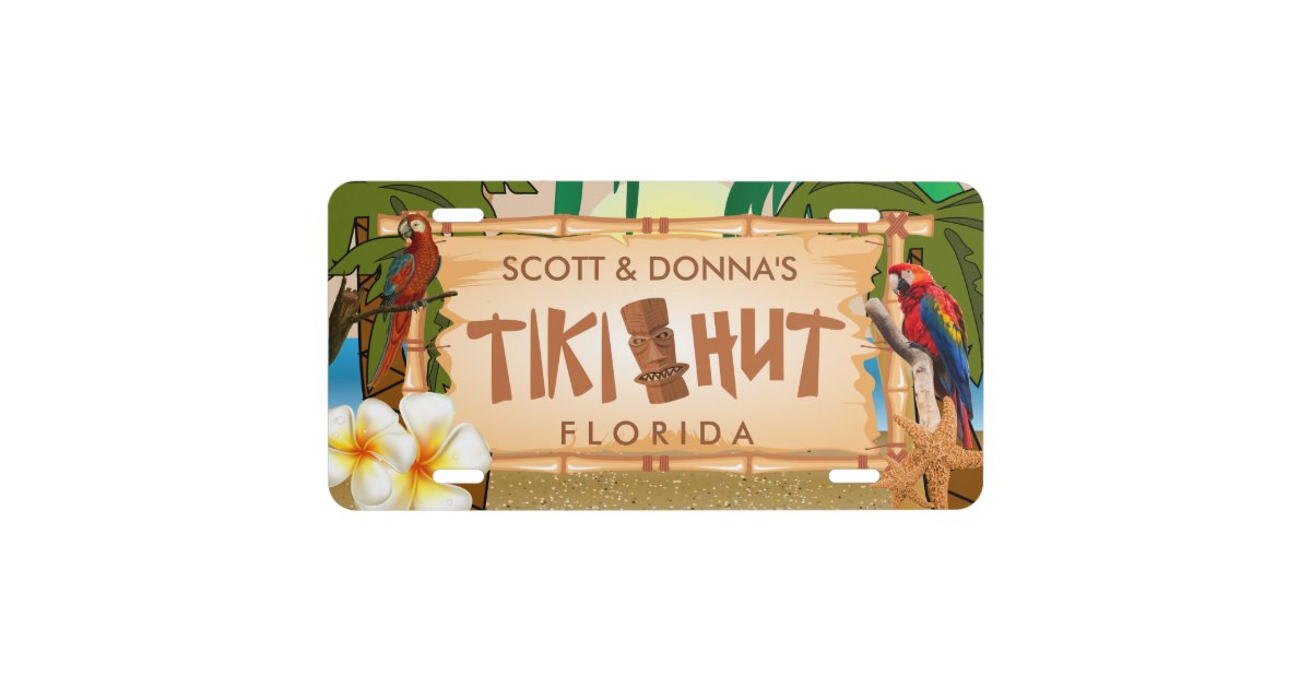 Tiki Hut Novelty Personalize Design License Plate | Zazzle