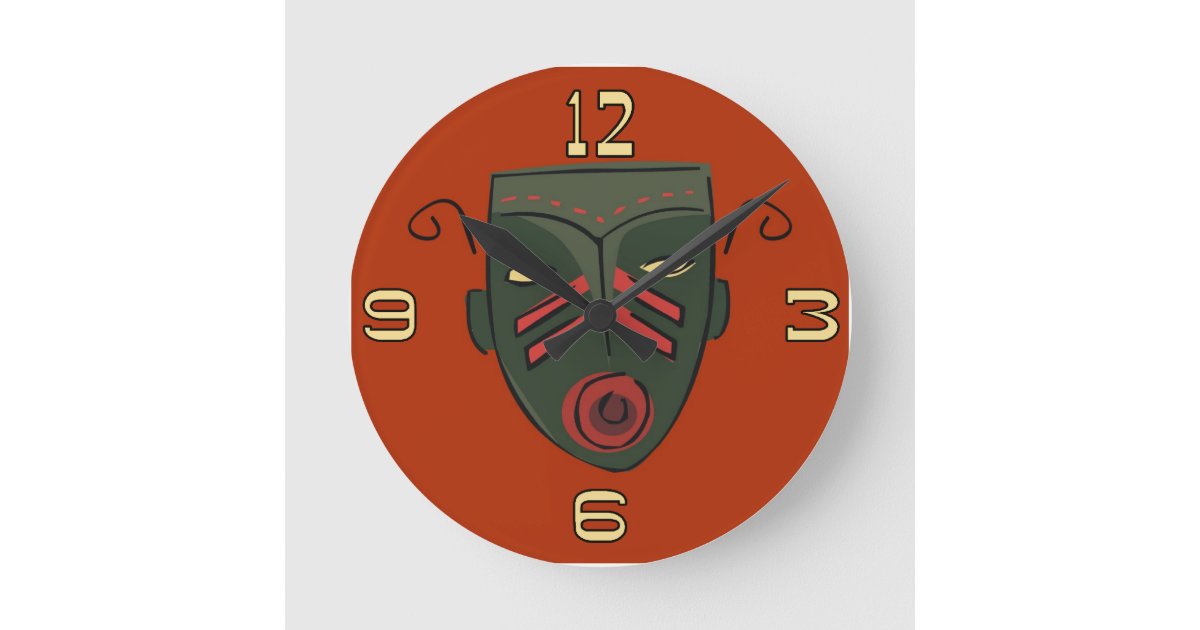 Tiki Mask Clock | Zazzle