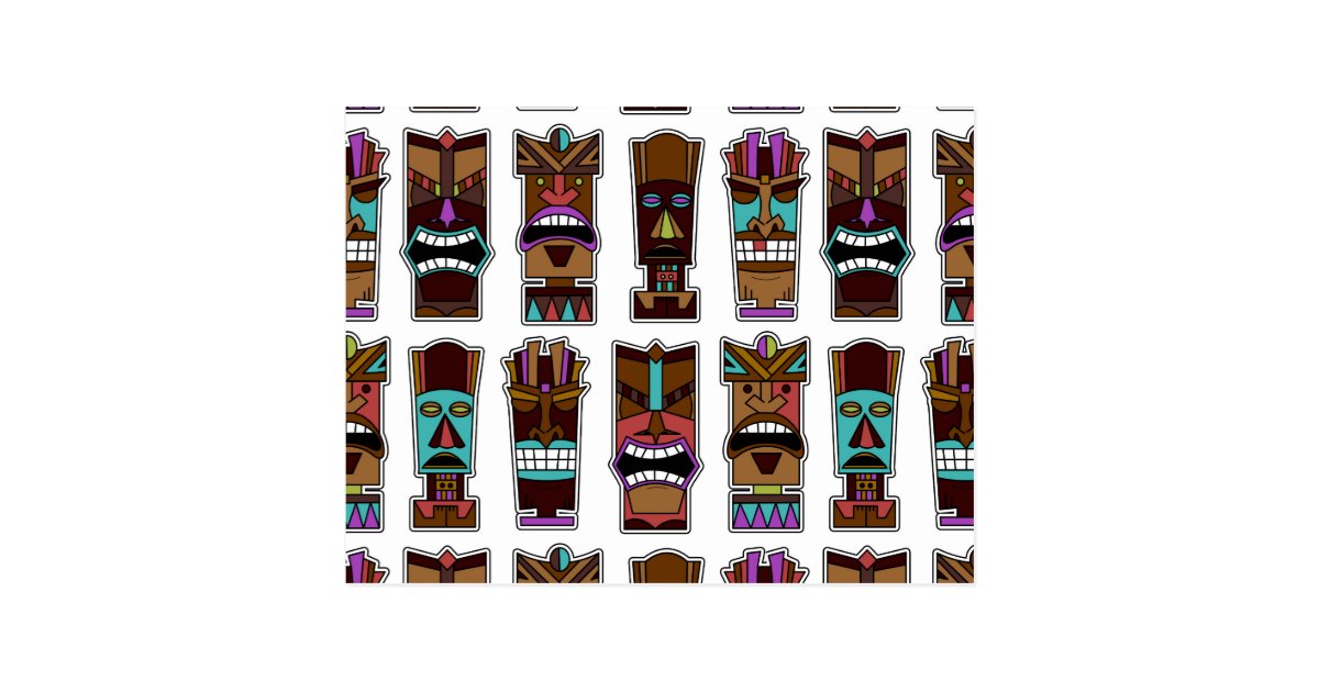 Tiki Mask Pattern Postcard | Zazzle.com