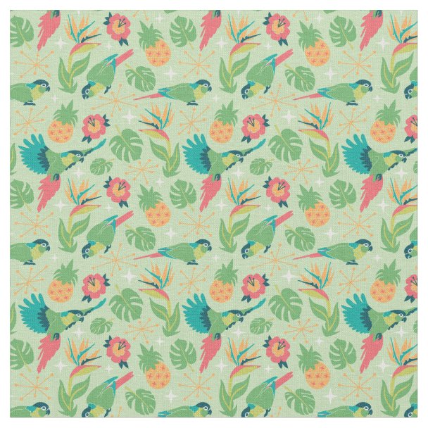 Tiki Pattern Fabric | Zazzle