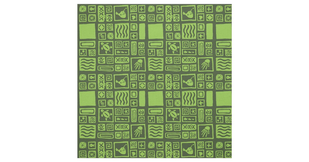 Tiki Pattern Fabric | Zazzle