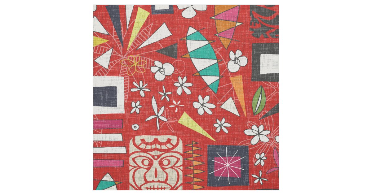 tiki red fabric | Zazzle