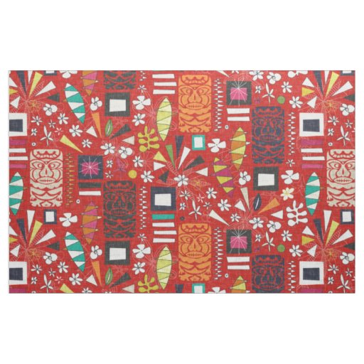 tiki red fabric | Zazzle
