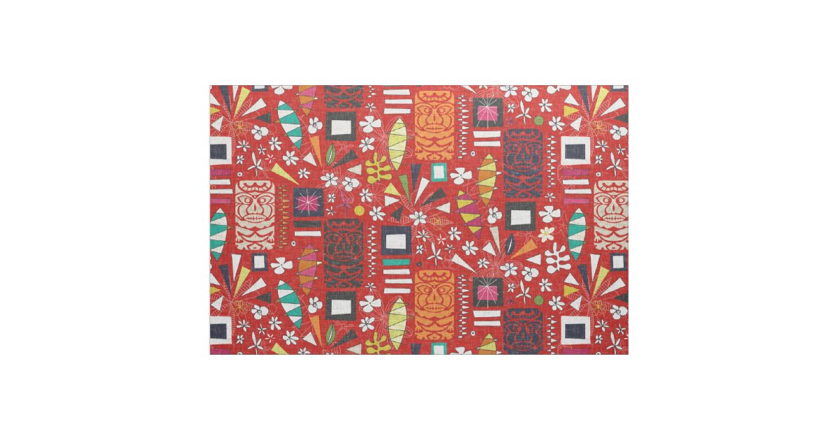tiki red fabric | Zazzle