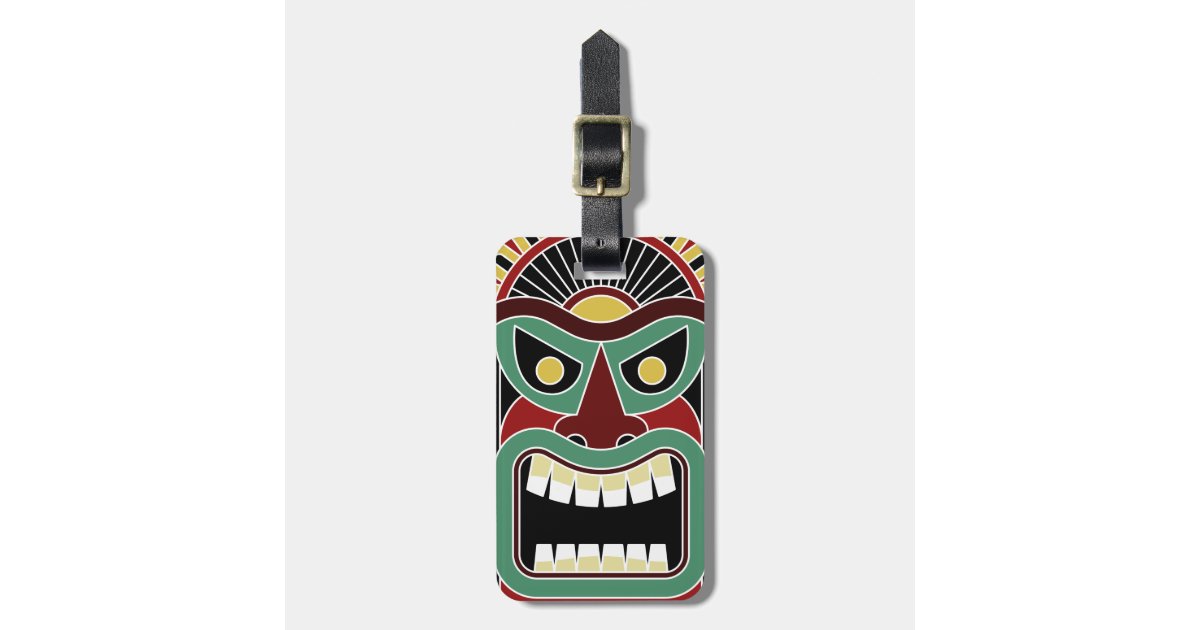 Tiki Totem custom text luggage tag 3 | Zazzle