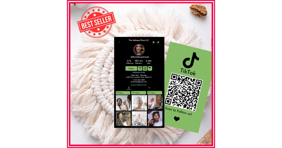 TikTok Money Green QR Code Social Media Business Card | Zazzle