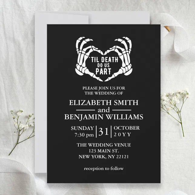 Til Death Do Us Part Black Gothic Wedding Invitation | Zazzle