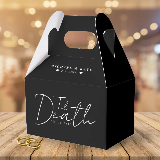 Til Death Do Us Part Black Wedding Favor Boxes | Zazzle