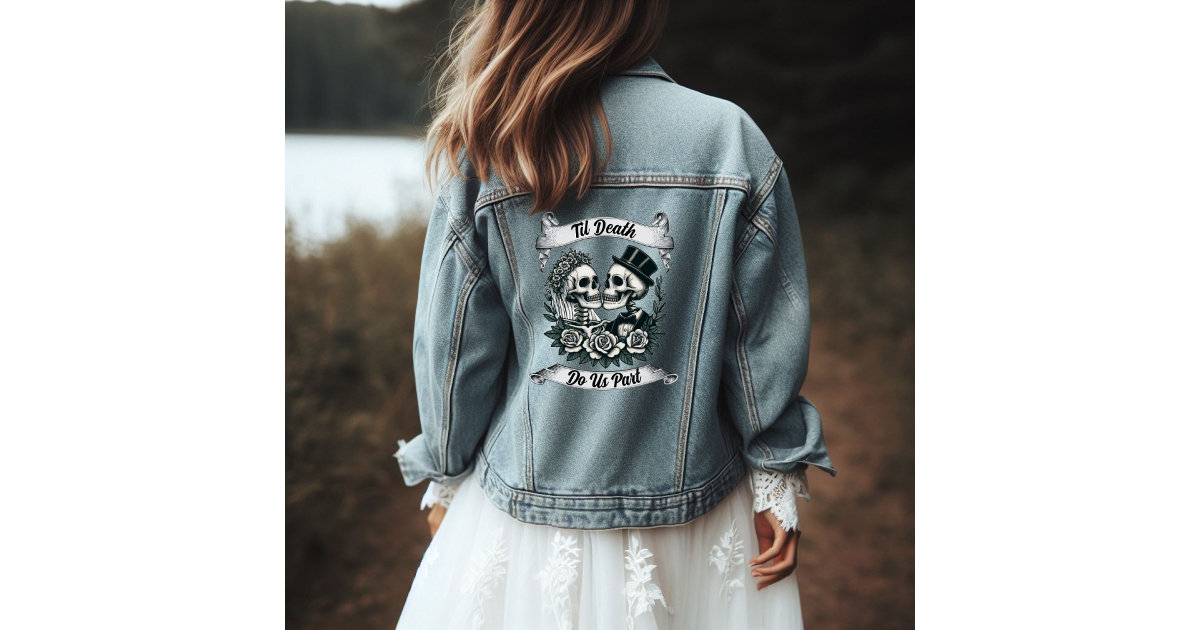 Til Death Do Us Part: Bride & Groom Skeleton Denim Jacket | Zazzle