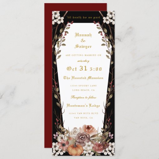 'Til Death Do Us Part Halloween Wedding Coffin Invitation | Zazzle