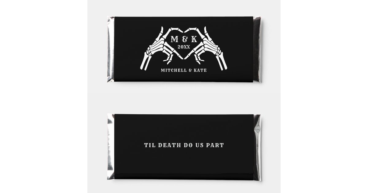Til Death Do Us Part Heart Hand Black Wedding Hershey Bar Favors | Zazzle