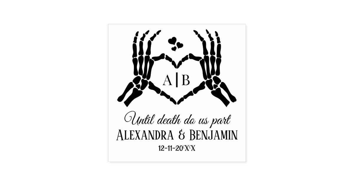 Til Death Do Us Part Skeleton Hands Heart Sign #1D Self-inking Stamp ...