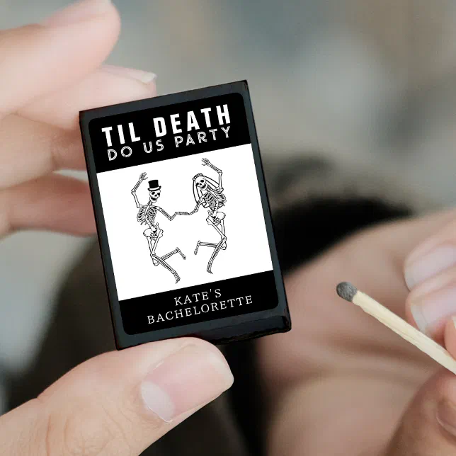 Til Death Do Us Party Skeleton Couple Bachelorette Matchboxes | Zazzle