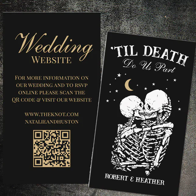 Til Death Gothic Wedding Website RSVP QR Code Enclosure Card | Zazzle