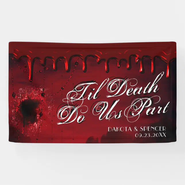 Til Death Parts Us | Black and Red Murder Mystery Banner | Zazzle