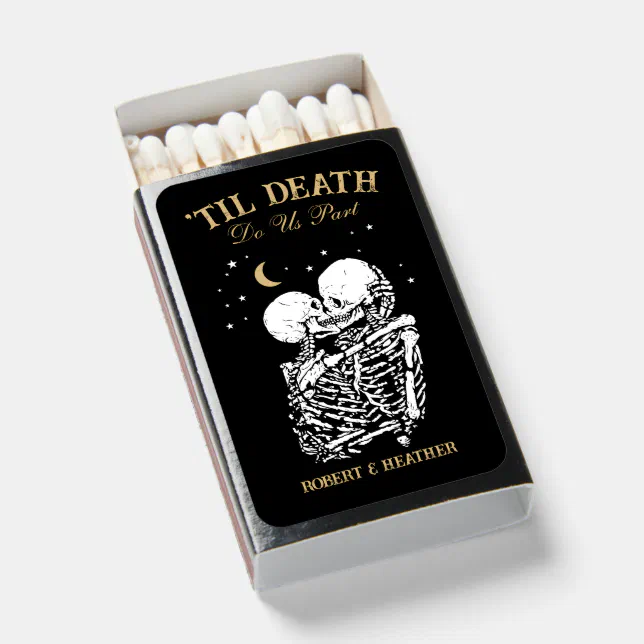 Til Death Skeleton Goth Wedding Guest Gift Custom Matchboxes | Zazzle