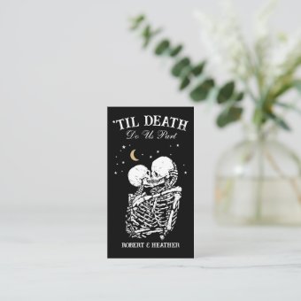 Til Death Skeleton Goth Wedding Registry QR Code Enclosure Card | Zazzle
