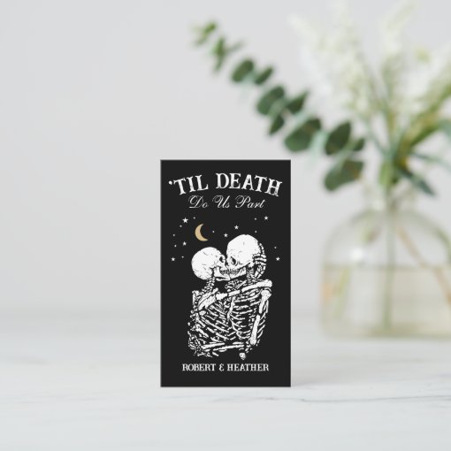 Til Death Skeleton Goth Wedding Registry QR Code Enclosure Card | Zazzle