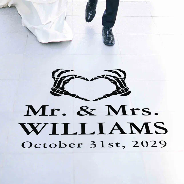 Til Death Wedding Skeleton Heart Personalized Floor Decals | Zazzle
