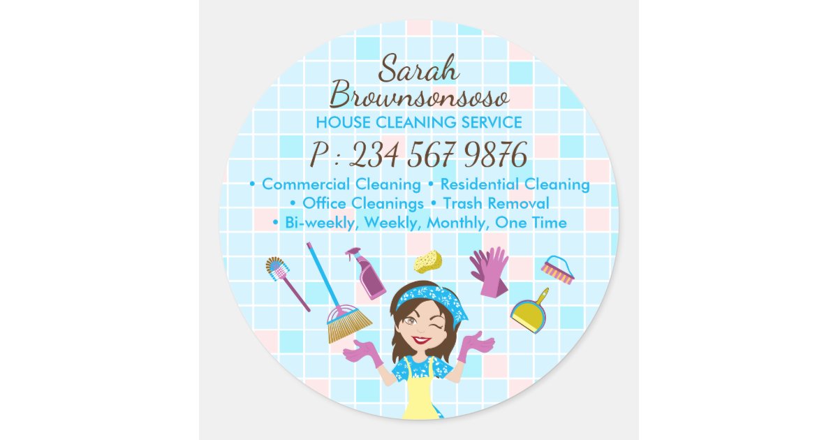 Tile Cleaning Business Janitorial Maid Advertising Classic Round ...