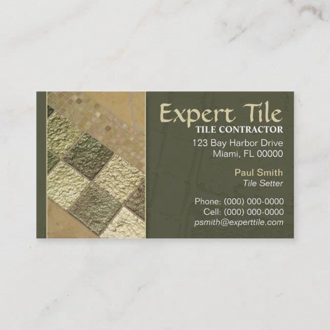 Tile Contractor Business Card | Zazzle