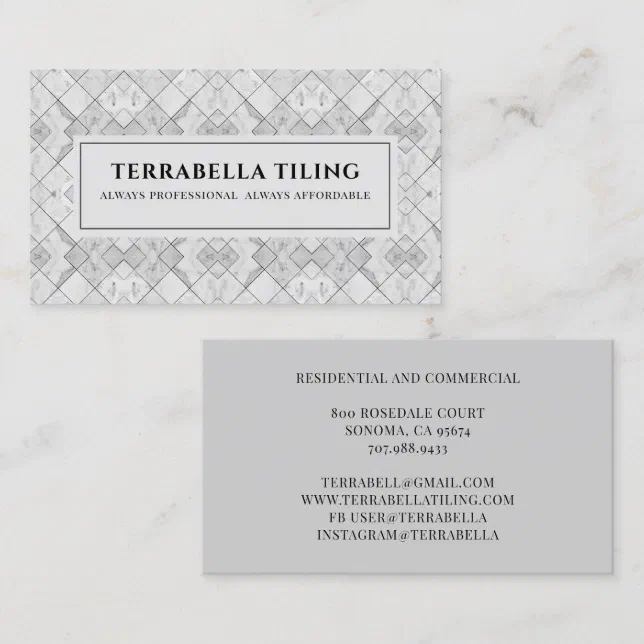 Tile Contractor Business Card | Zazzle