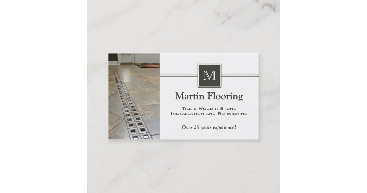 Tile flooring custom monogram business card | Zazzle.com