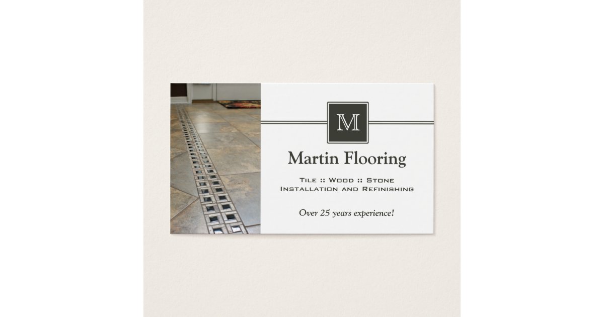Tile flooring custom monogram business card | Zazzle.com