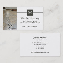 Tile flooring custom monogram business card | Zazzle