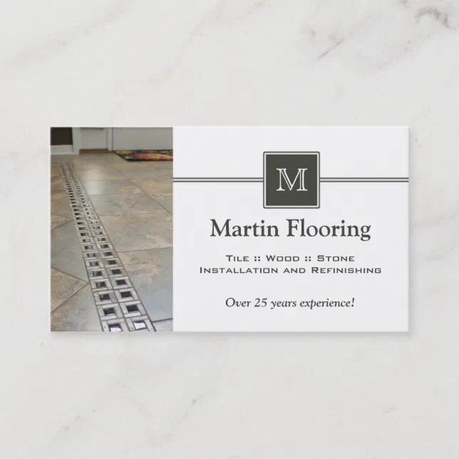 Tile flooring custom monogram business card | Zazzle