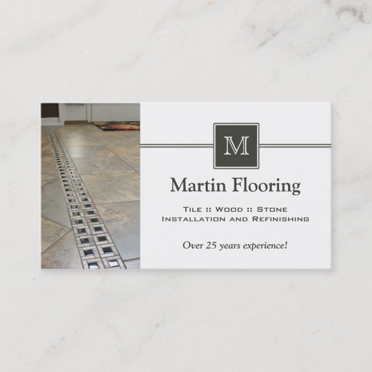 Tile flooring custom monogram business card | Zazzle