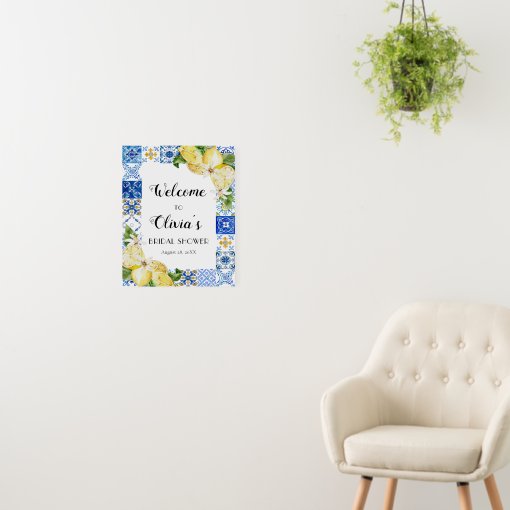 Tile Lemon Main Squeeze Bridal Shower Welcome Sign | Zazzle