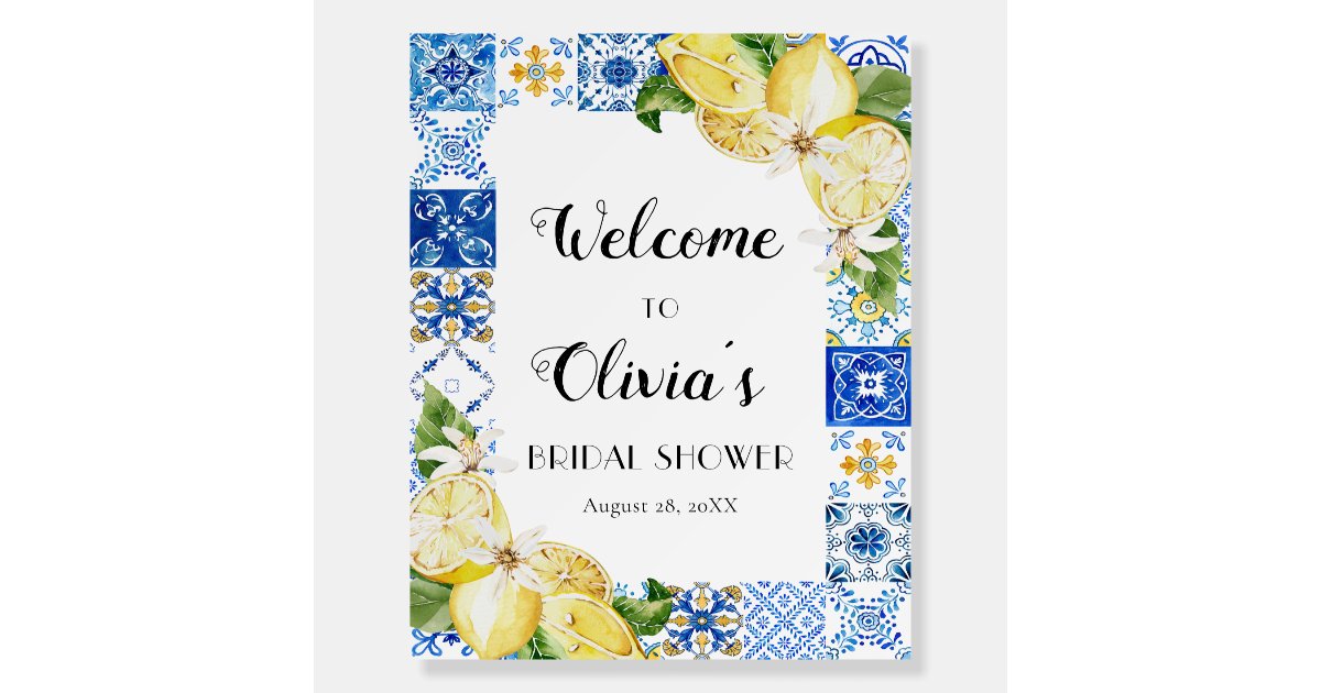 Tile Lemon Main Squeeze Bridal Shower Welcome Sign | Zazzle