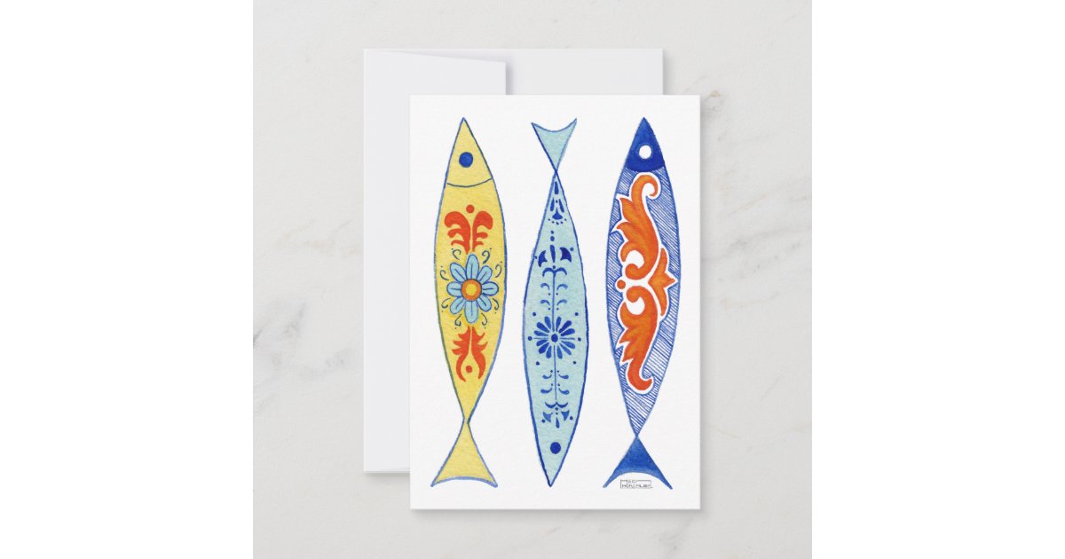 Tile Painted Fish Thank You Card | Zazzle