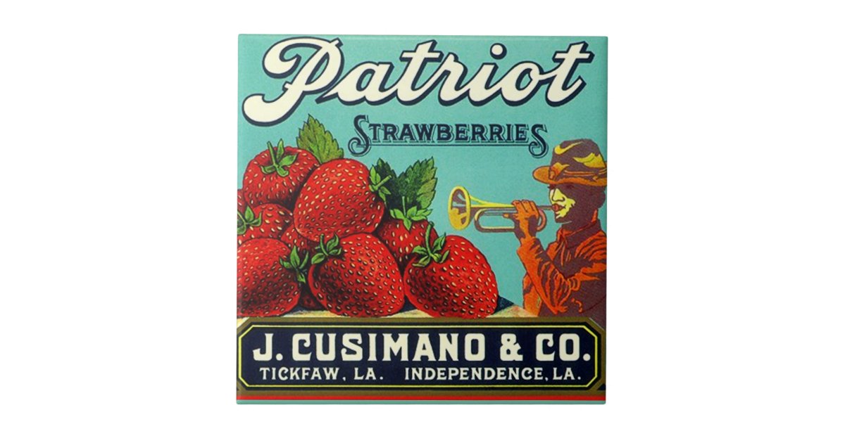 Tile Vintage Kitchen Louisiana Strawberry Label Ad | Zazzle