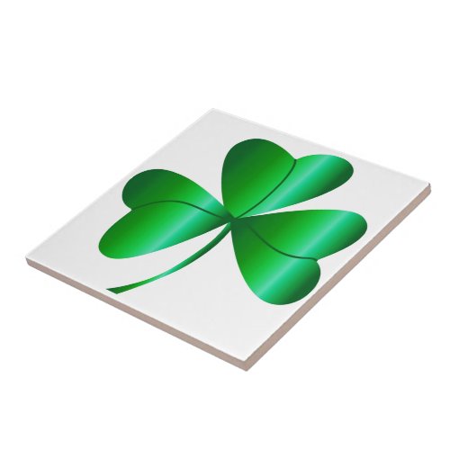 Tile with Green Shamrock | Zazzle