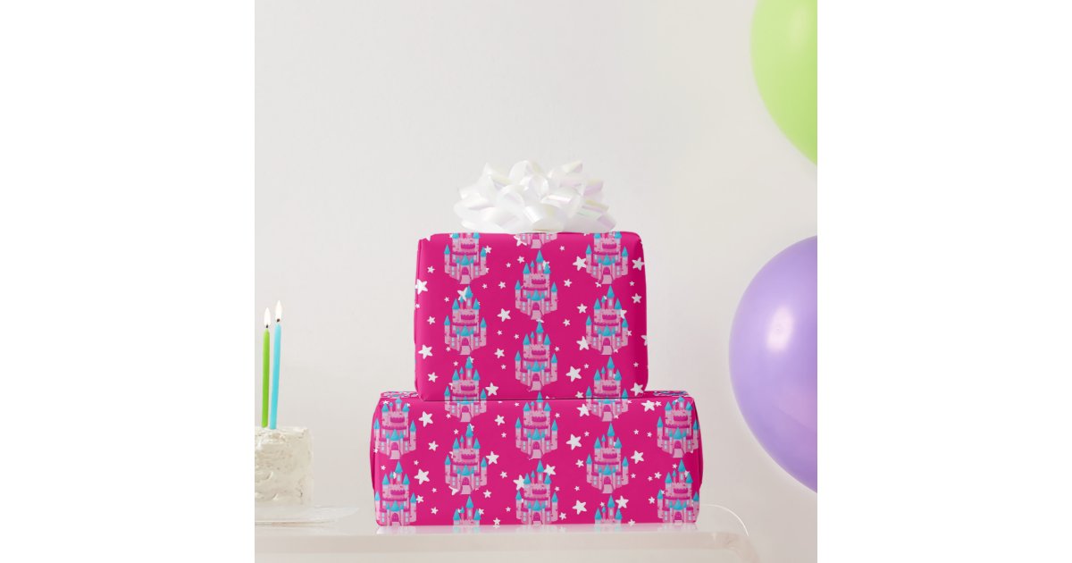 Tiled Princess castle party girls tiled wrap Wrapping Paper | Zazzle