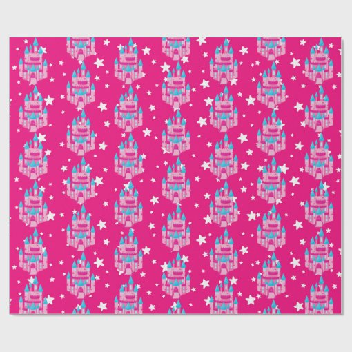 Tiled Princess castle party girls tiled wrap Wrapping Paper | Zazzle