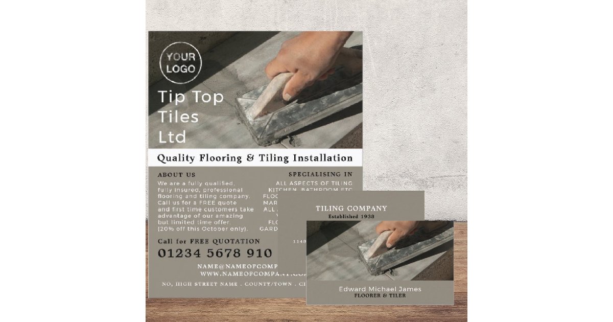 Tiling Trowel, Floorer, Tile Installer Advertising Flyer | Zazzle