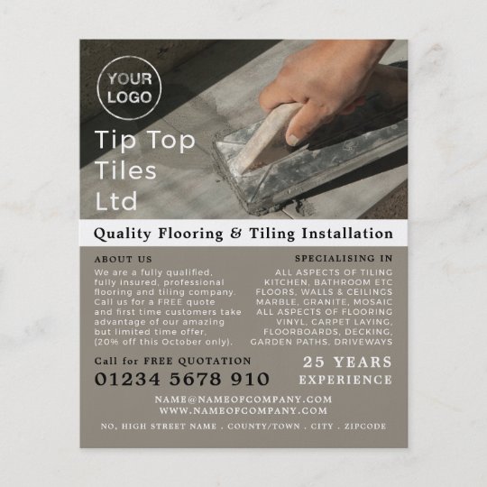 Tiling Trowel, Floorer, Tile Installer Advertising Flyer | Zazzle.com