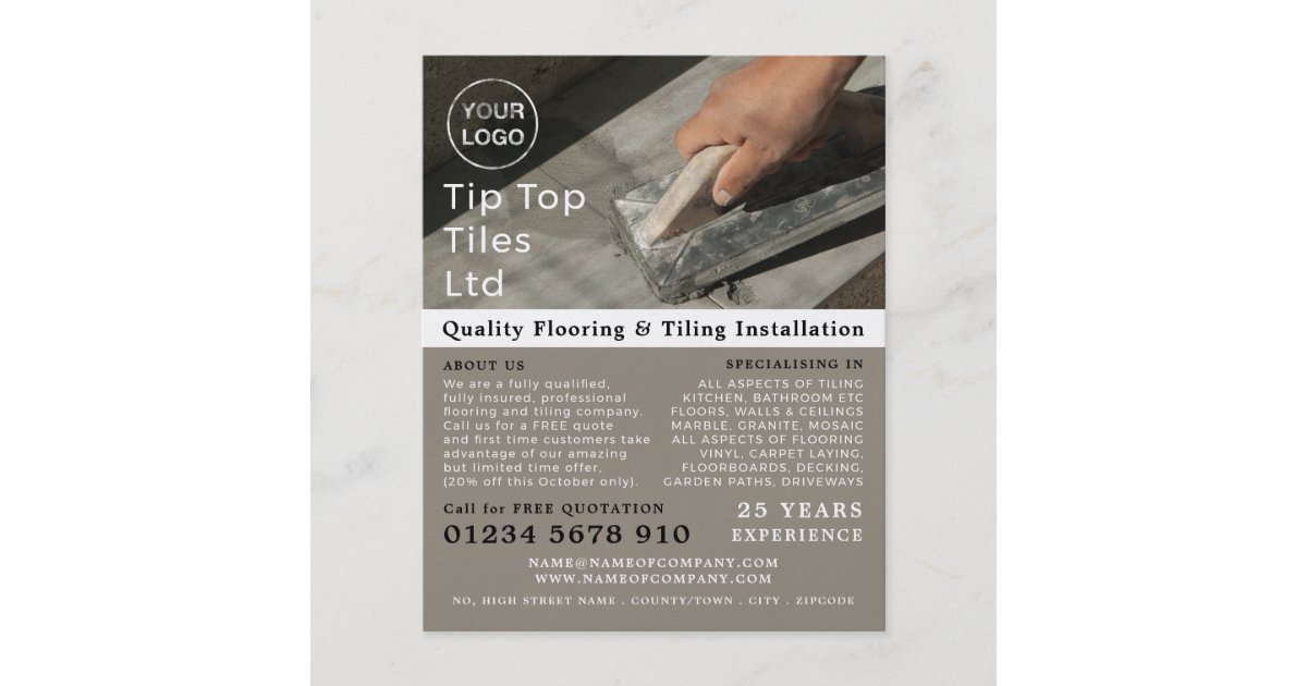 Tiling Trowel, Floorer, Tile Installer Advertising Flyer | Zazzle