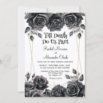 Till Death Black Florals Gothic Wedding Invitation | Zazzle