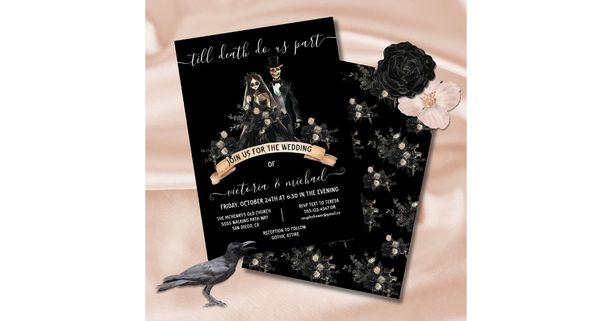 Till death do us Part Goth Corpse Bride & Groom Invitation | Zazzle