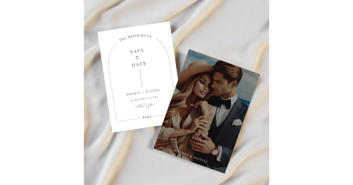 Till Death Do Us Part Inline Gothic Wedding Photo Save The Date | Zazzle