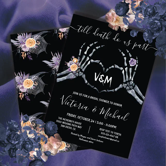 Till death do us Part Skeleton heart Hands Wedding Invitation | Zazzle