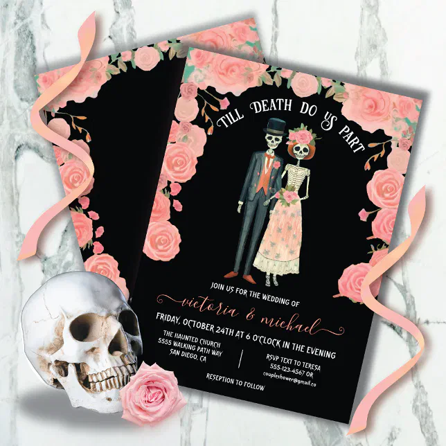 Till death do us part Skeleton Wedding Invitation | Zazzle