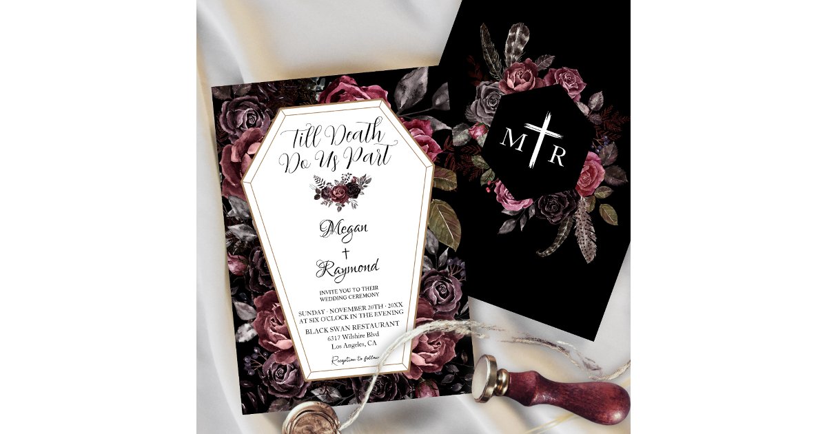 Till Death Do Us Part Vintage Moody Goth Wedding Invitation | Zazzle